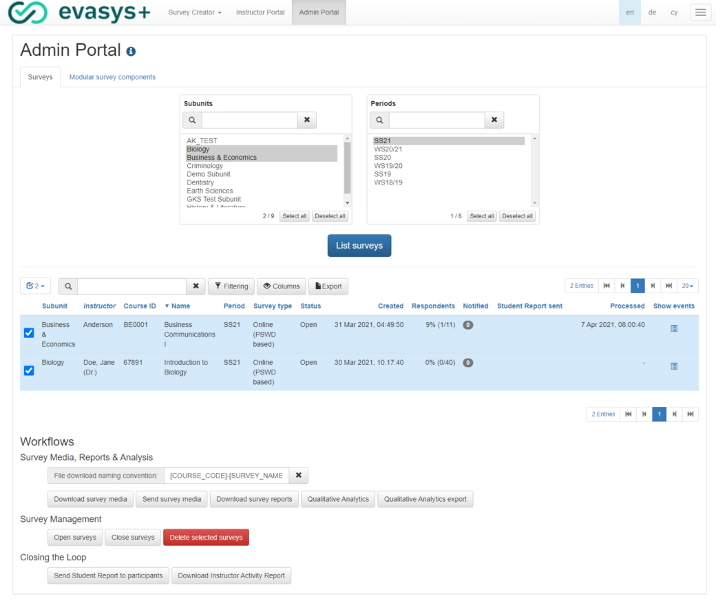 Survey software teaching & seminar evaluation - evasys
